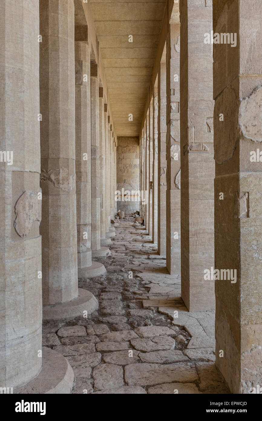 Covered colonnade on the upper terrace of Queen Hatshepsut's mortuary ...