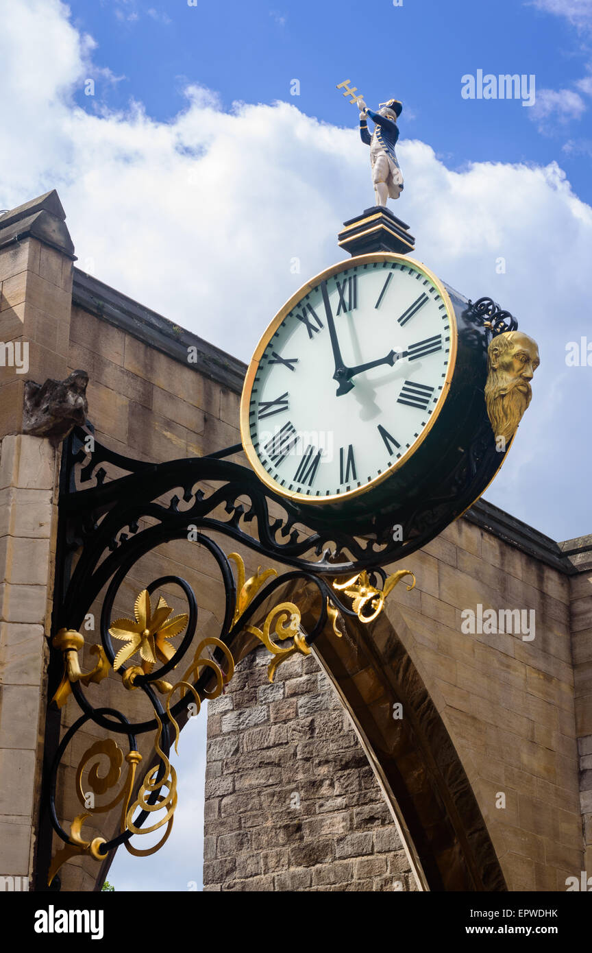 The famous double-faced clock outside of St. Martin-Le-Grand Church, on ...