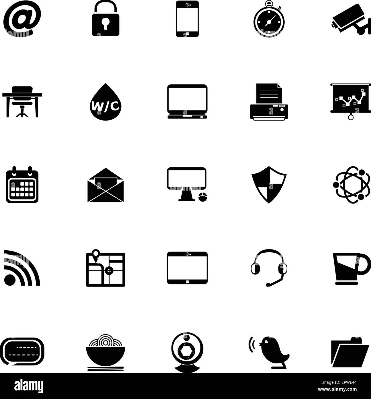 Internet cafe icons on white background, stock vector Stock Vector ...