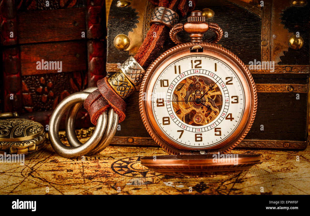 Vintage Antique pocket watch. Vintage grunge still life Stock Photo - Alamy