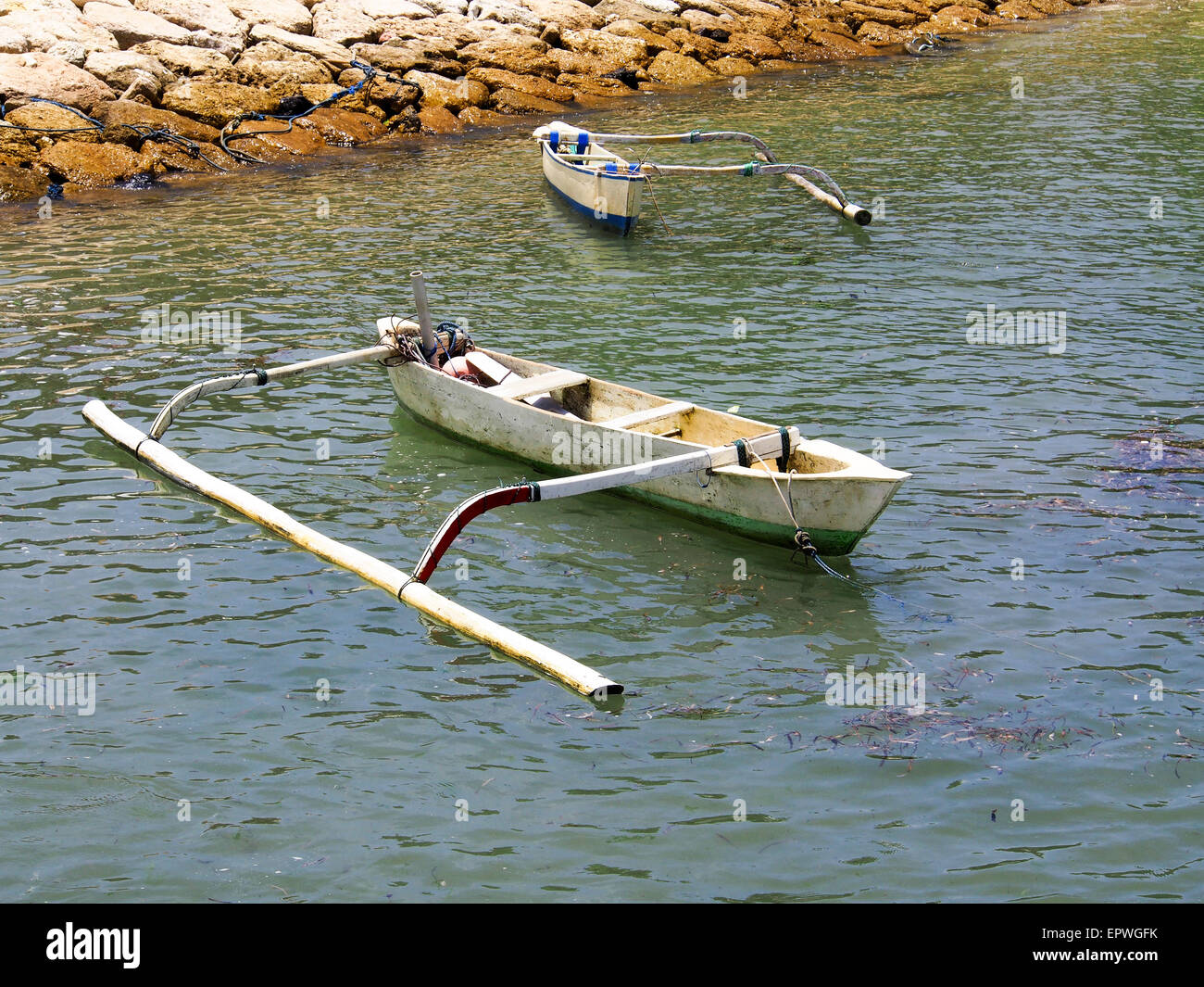 Bali Indonesia. Local transportation on the warm waters of the island ...
