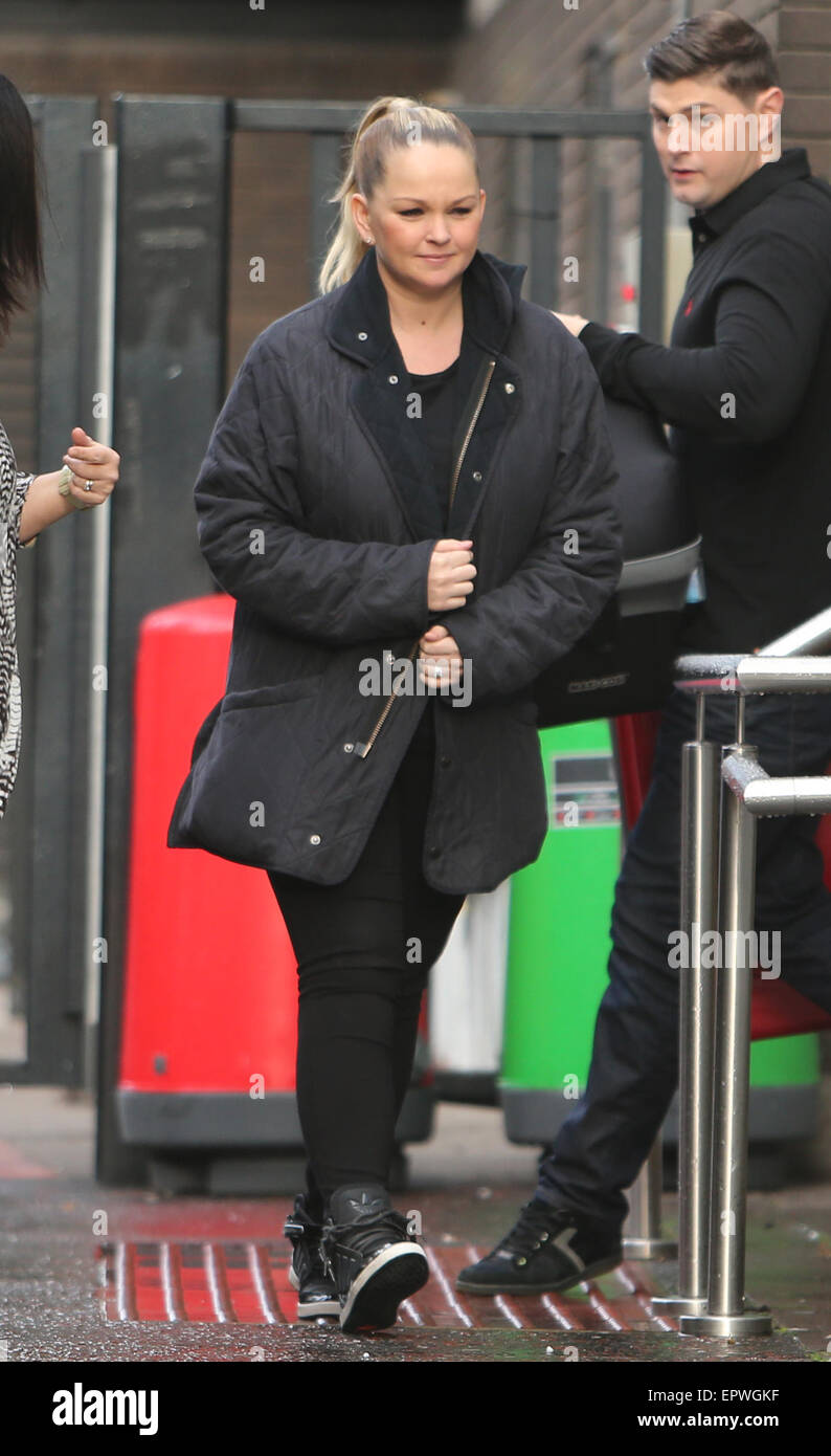 Jennifer Ellison and her partner, Rob Tickle outside the ITV studios ...