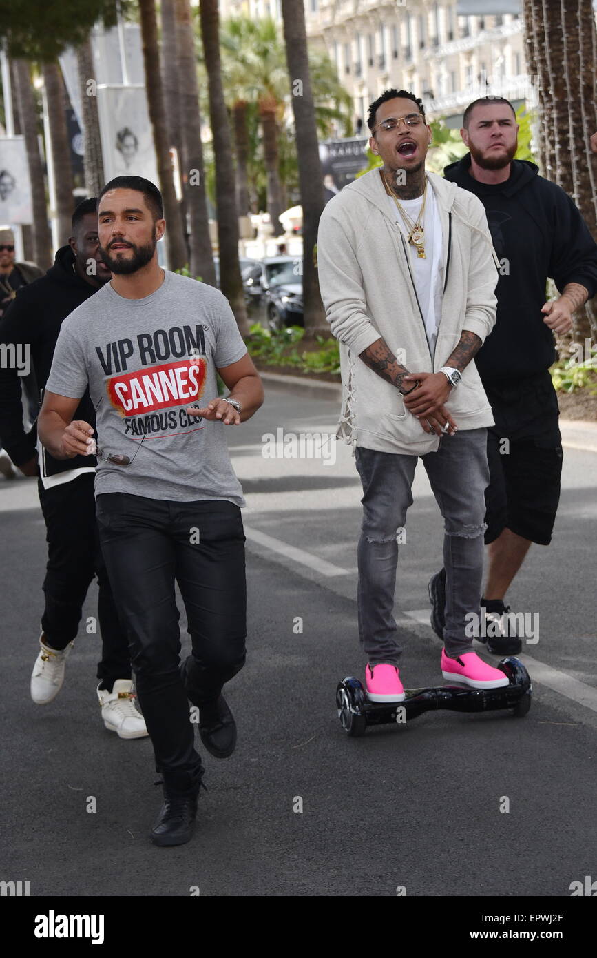 Rapper Chris Brown at Promenade de la Croisette driving /68th Cannes ...