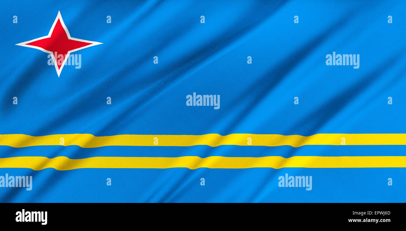 Aruba flag waving in wind hi-res stock photography and images - Alamy