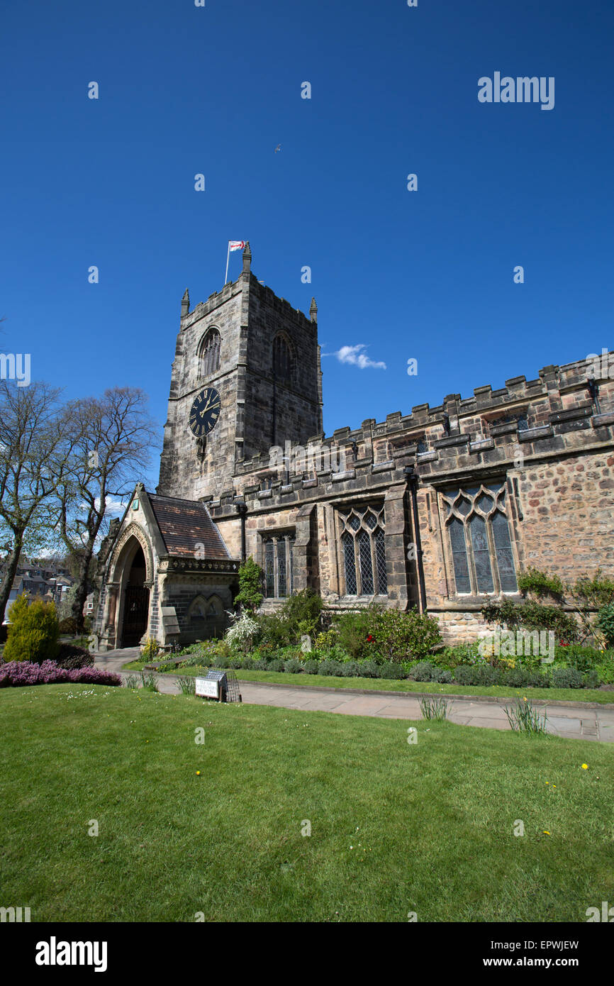 Town of Skipton, England. Picturesque spring view of the medieval Holy ...