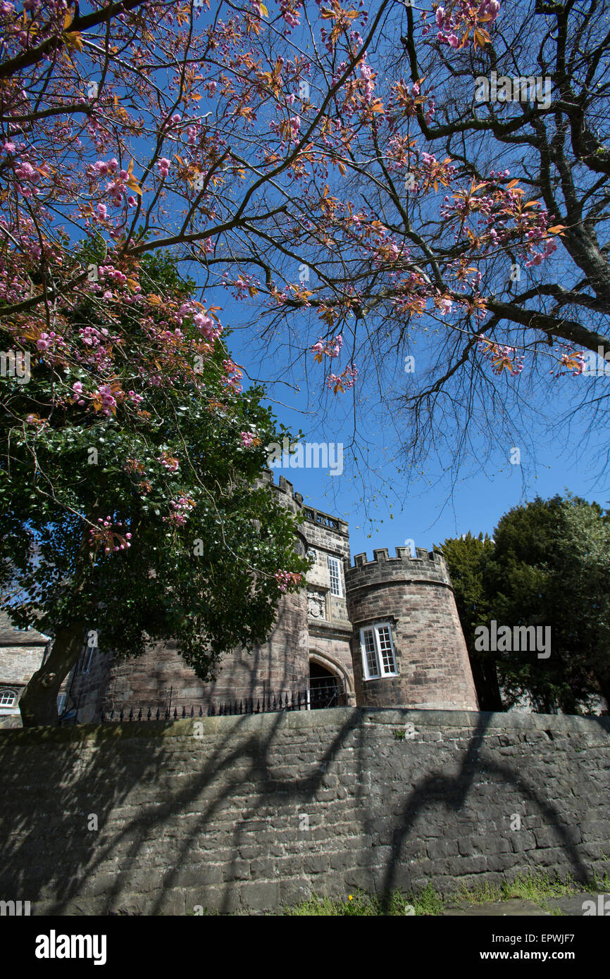 Town of Skipton, England. Picturesque spring view of the twin towered ...