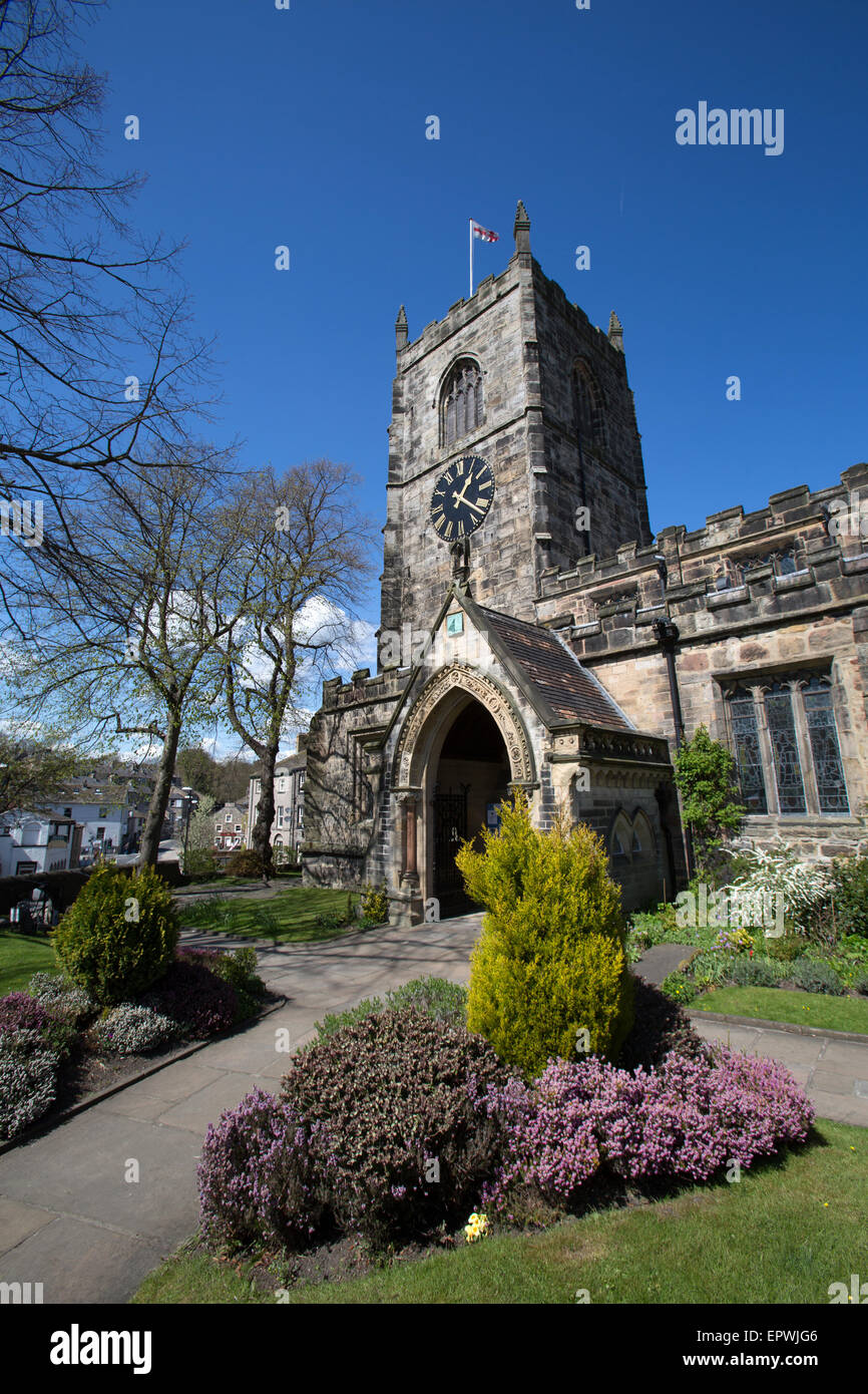 Town of Skipton, England. Picturesque spring view of the medieval Holy ...