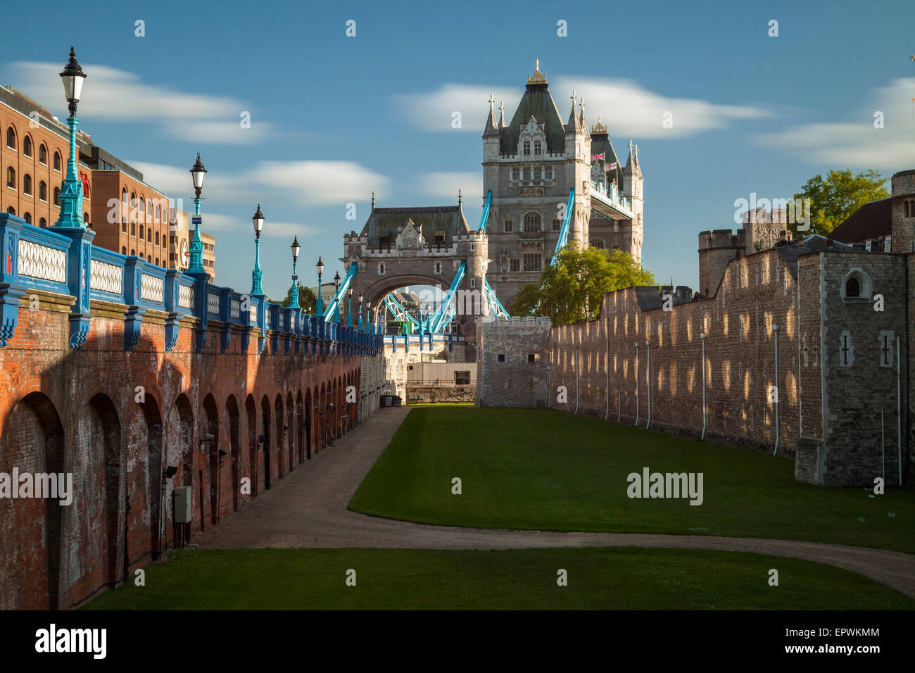 Spring afternoon at the Tower of London, looking towards Tower Bridge ...