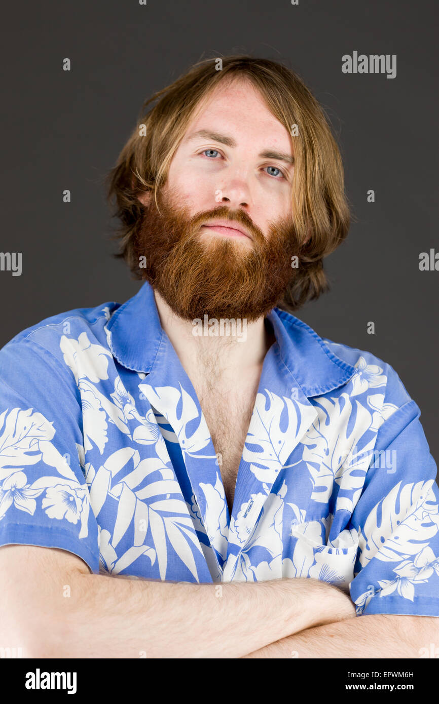 Model in studio isolated on plain grey background Stock Photo - Alamy