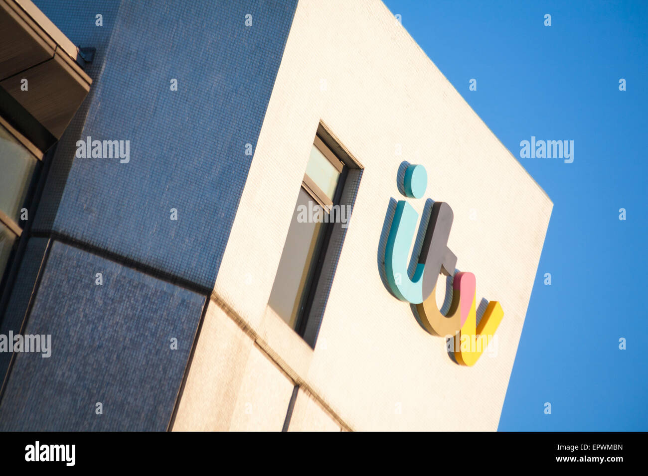 ITV logo on ITV London Studios building at South Bank, London Stock ...