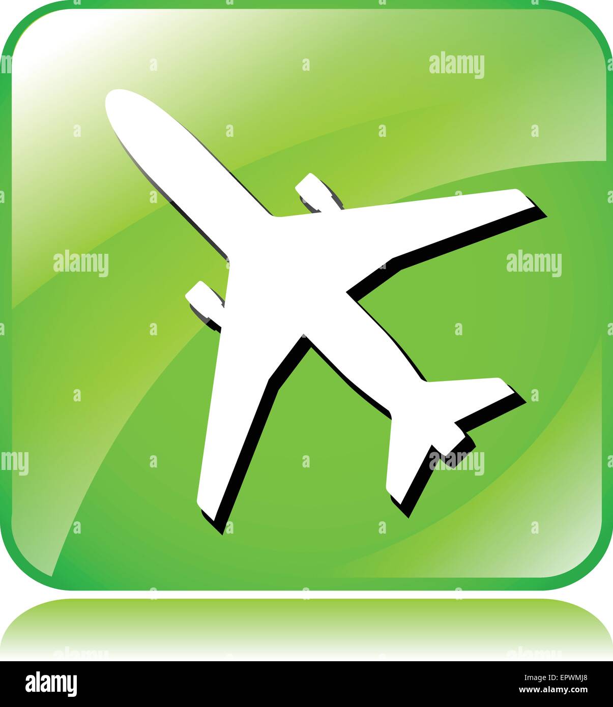 illustration of green aircraft icon on white background Stock Vector ...