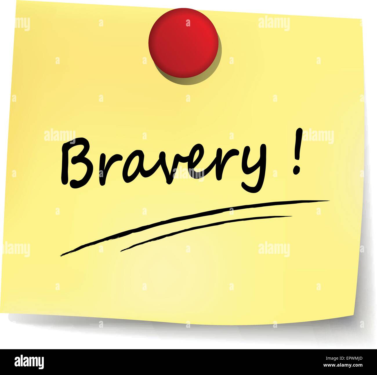illustration of bravery yellow note on white background Stock Vector ...