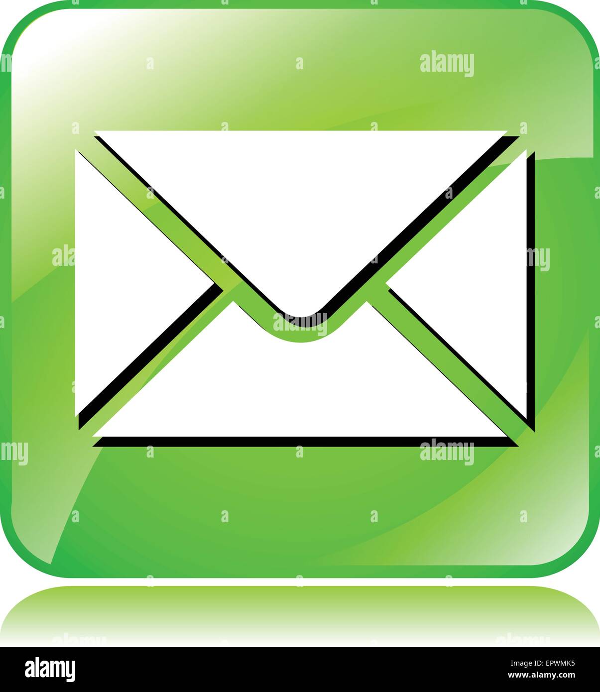 illustration of green envelope icon on white background Stock Vector ...