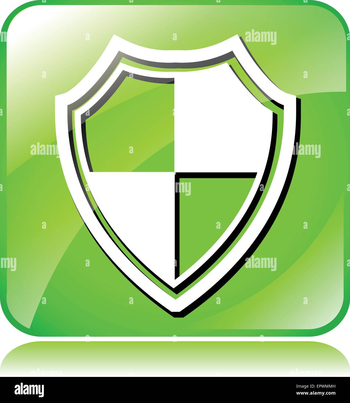 Illustration Of Green Shield Icon On White Background Stock Vector