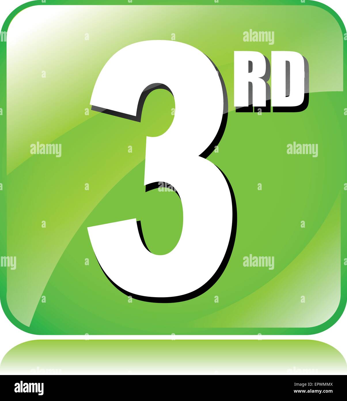 illustration of green third icon on white background Stock Vector Image ...