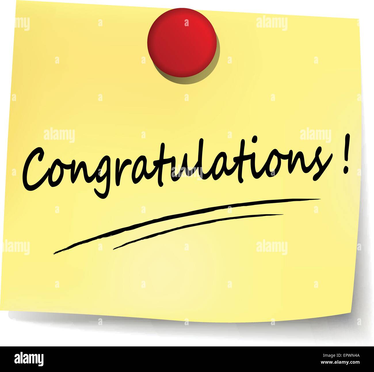 illustration of congratulations yellow note on white background Stock ...