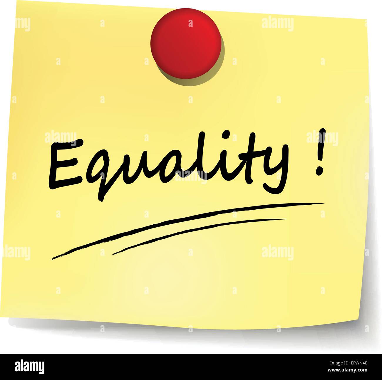 illustration of equality yellow note on white background Stock Vector ...