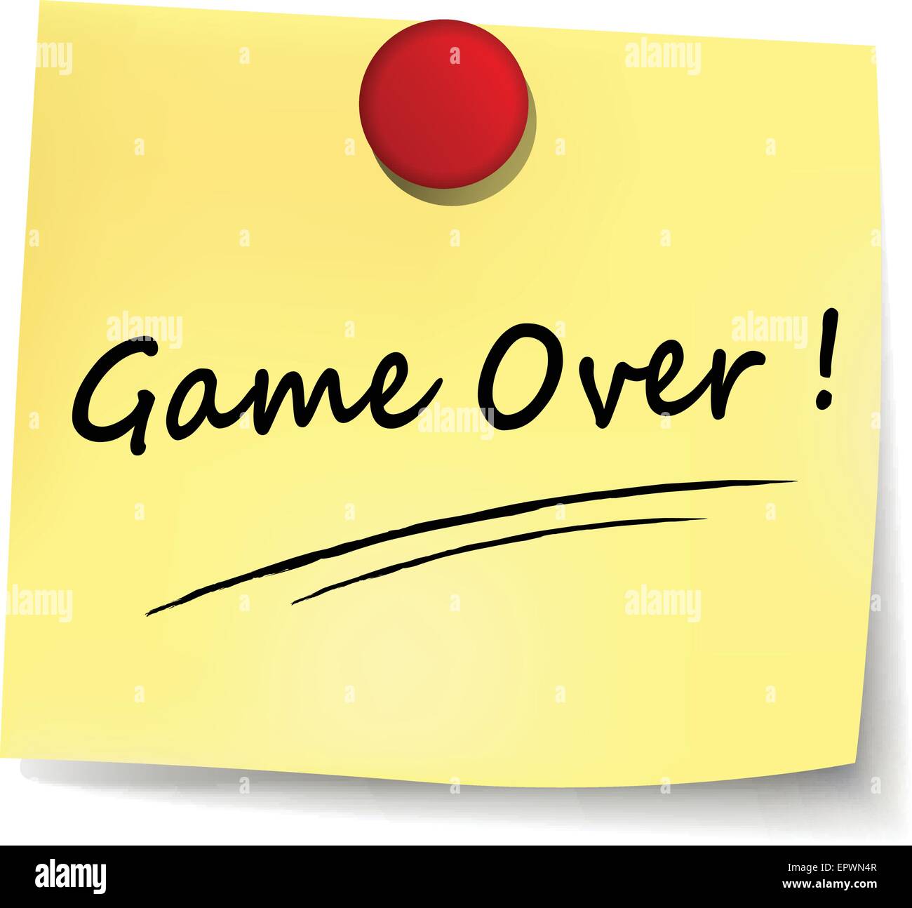 illustration of game over yellow note on white background Stock Vector ...