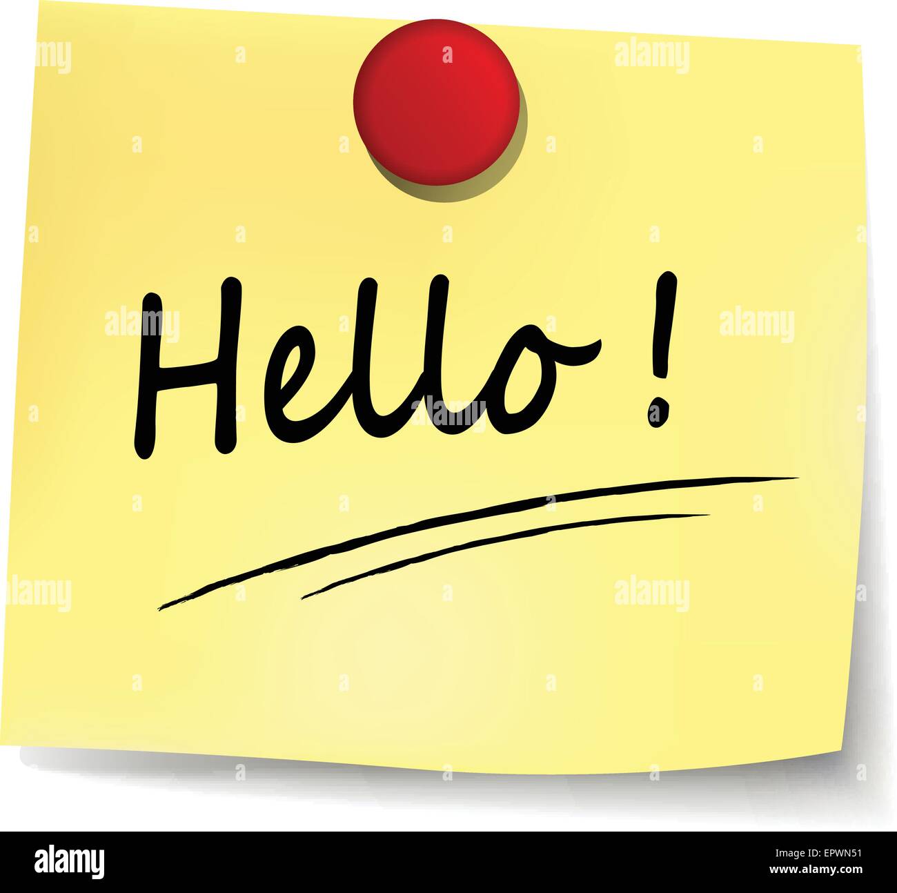 illustration of hello yellow note on white background Stock Vector ...