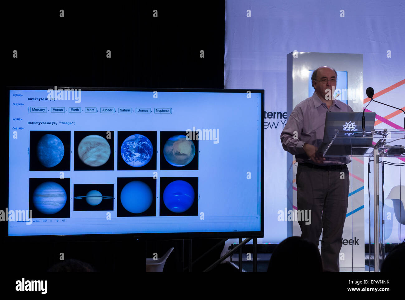 NEW YORK, NY - MAY 21, 2015: Stephen Wolfram speaks during Internet ...