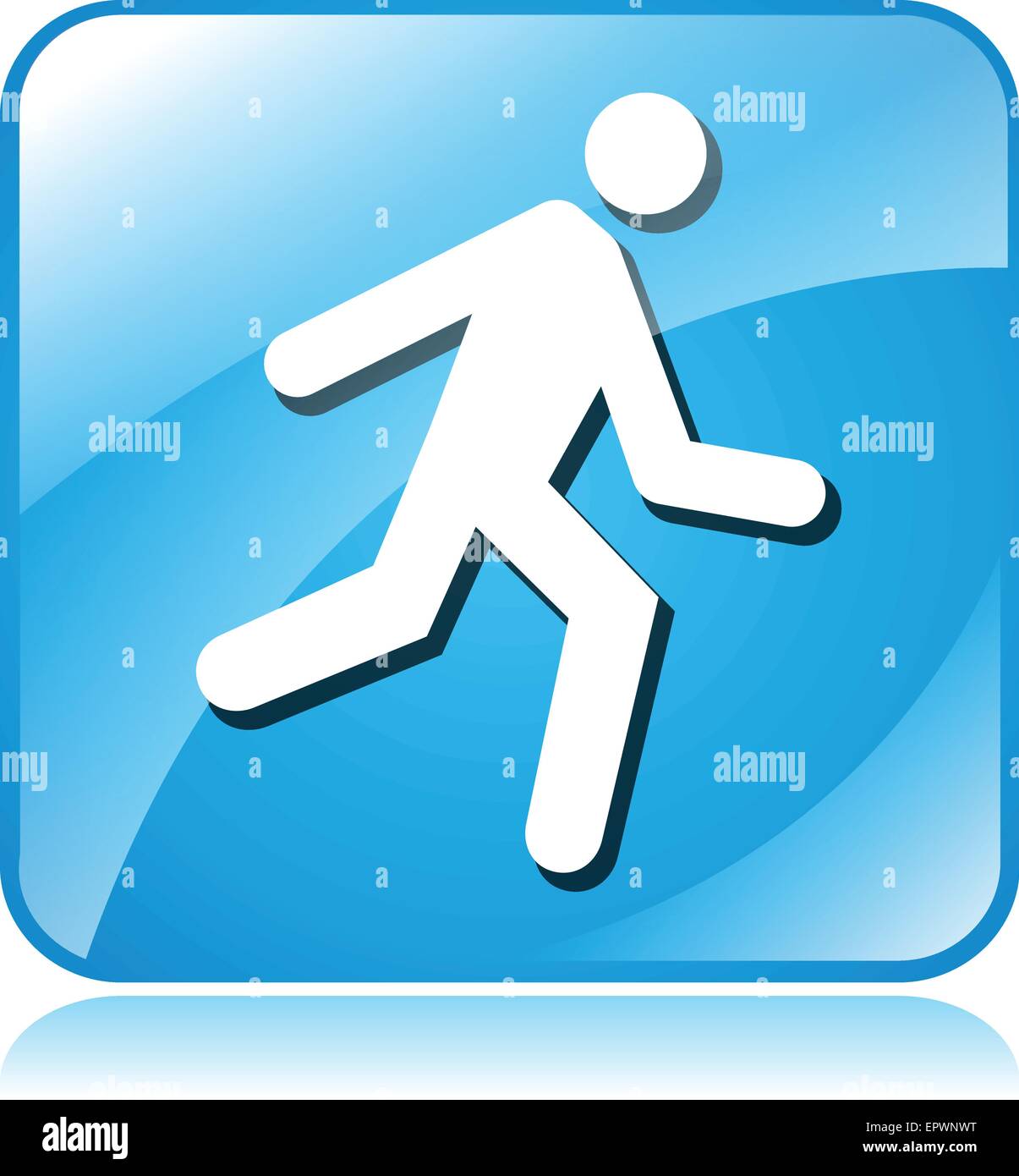 illustration of run blue square icon on white background Stock Vector ...