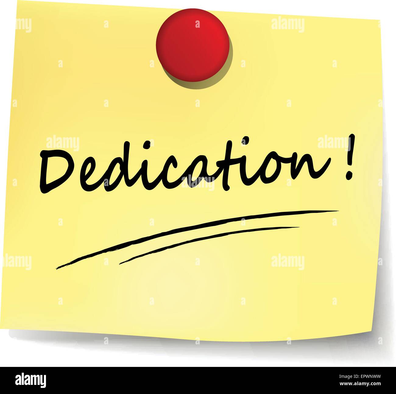 illustration of dedication yellow note on white background Stock Vector ...