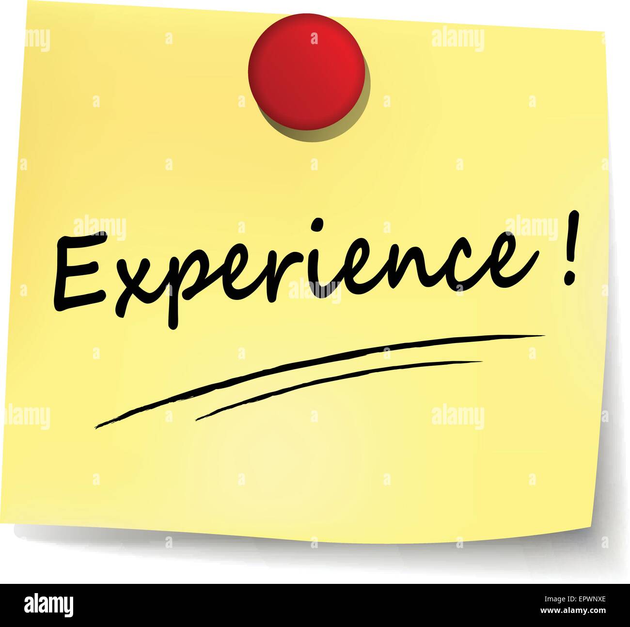 illustration of experience yellow note on white background Stock Vector ...