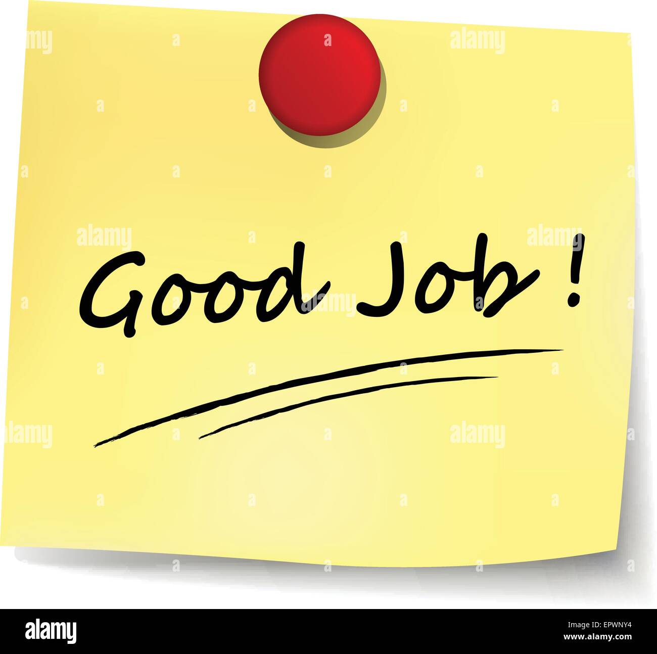 illustration of good job yellow note on white background Stock Vector ...