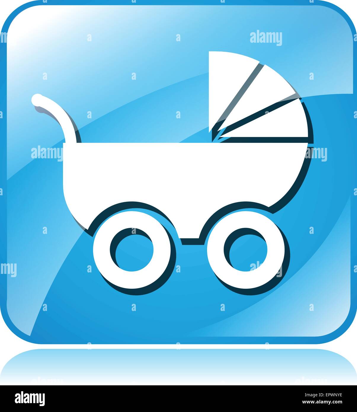 illustration of pram blue square icon on white background Stock Vector ...