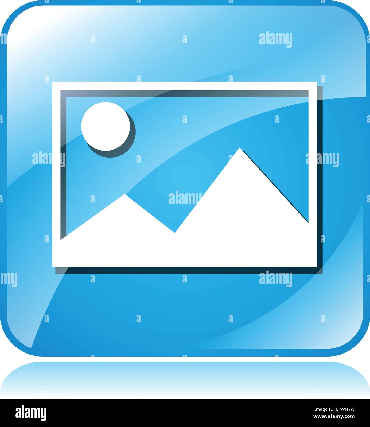 illustration of picture blue square icon on white background Stock ...