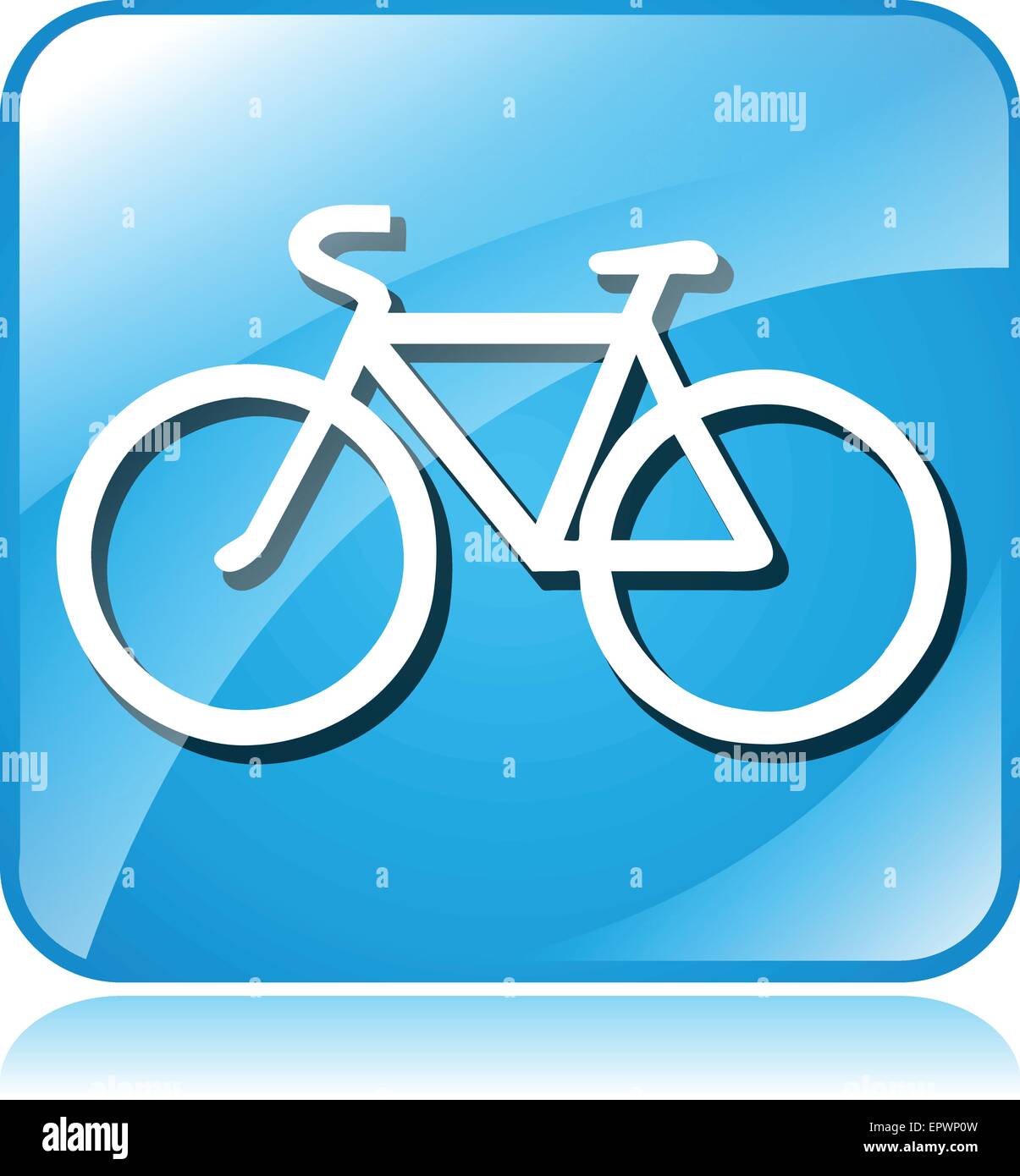 illustration of bicycle blue square icon on white background Stock ...