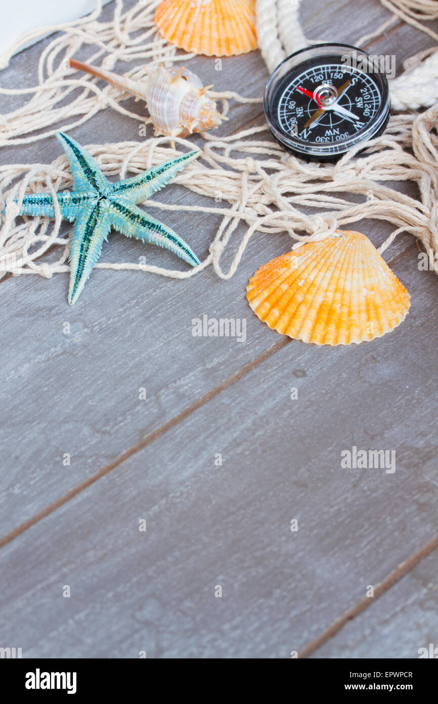 fishing net on wooden background Stock Photo - Alamy