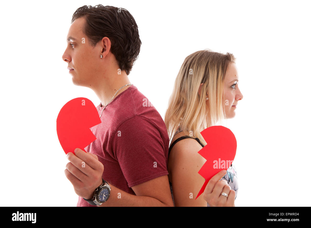 Young couple is breaking up isolated on white background Stock Photo ...