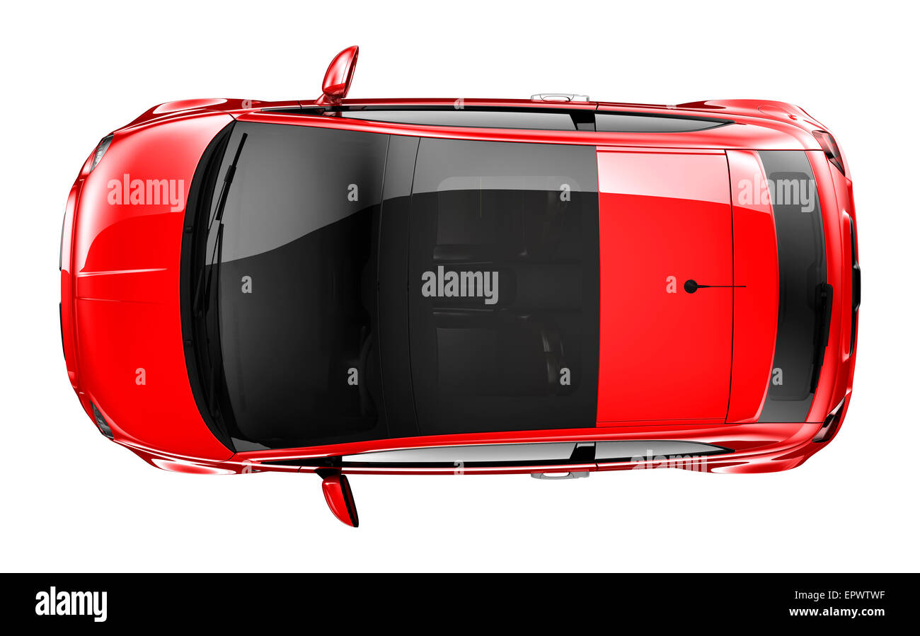 Compact red car - top angle Stock Photo - Alamy