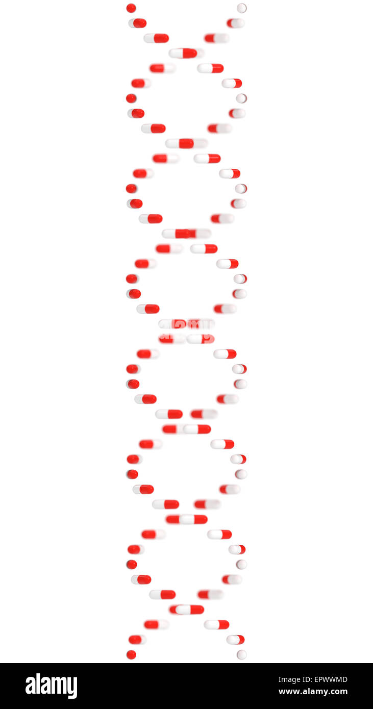 DNA strand helix shape pills isolated on white background Stock Photo ...
