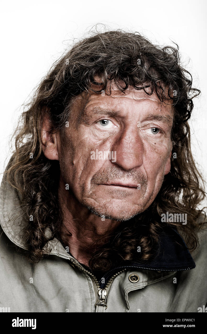studio portrait of homeless man Stock Photo - Alamy