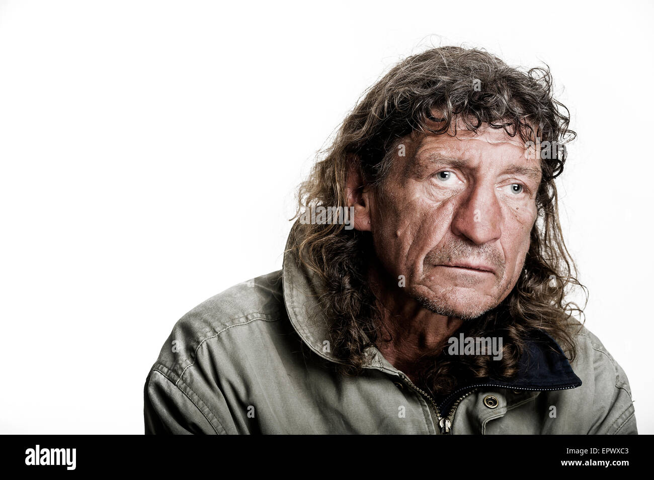 studio portrait of homeless man Stock Photo - Alamy