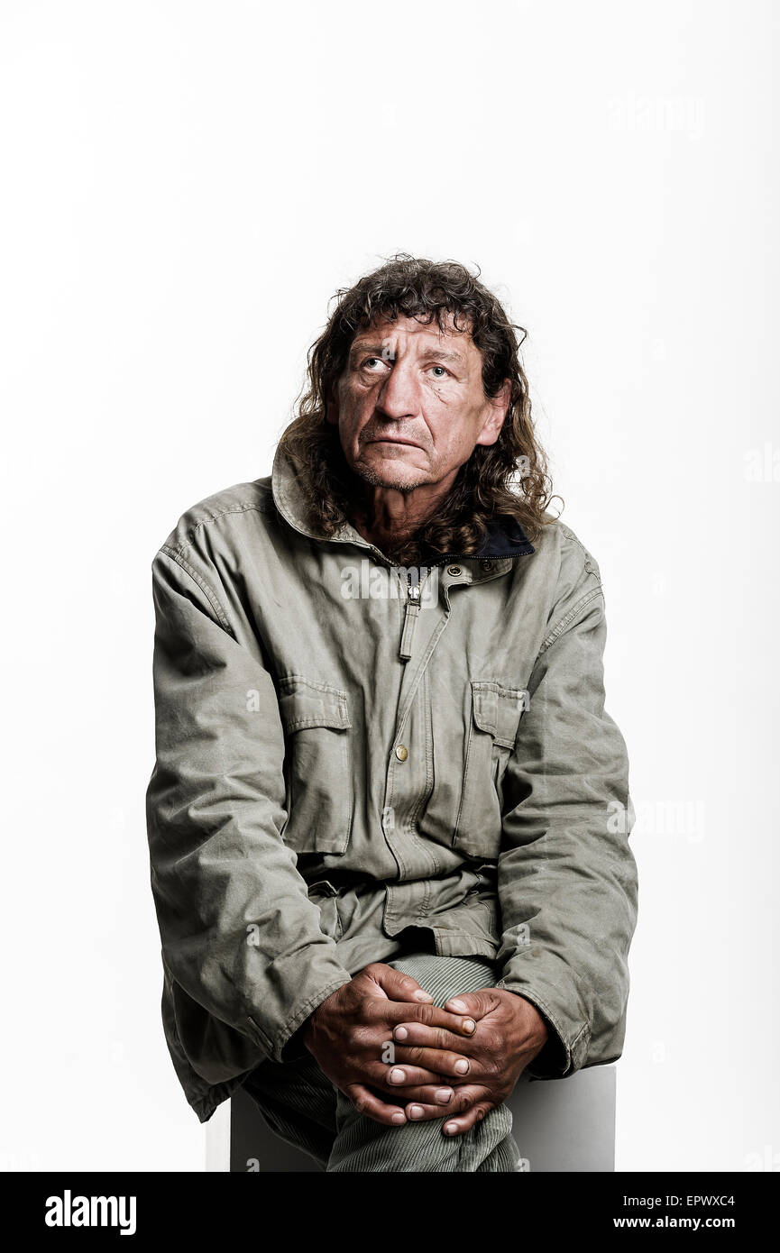 studio portrait of homeless man Stock Photo - Alamy