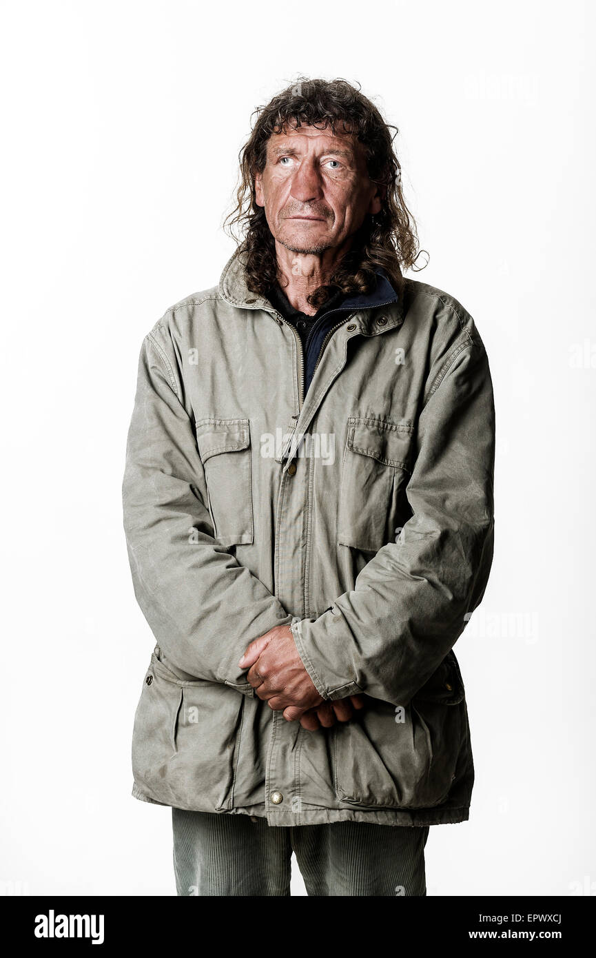 studio portrait of homeless man Stock Photo: 82933442 - Alamy