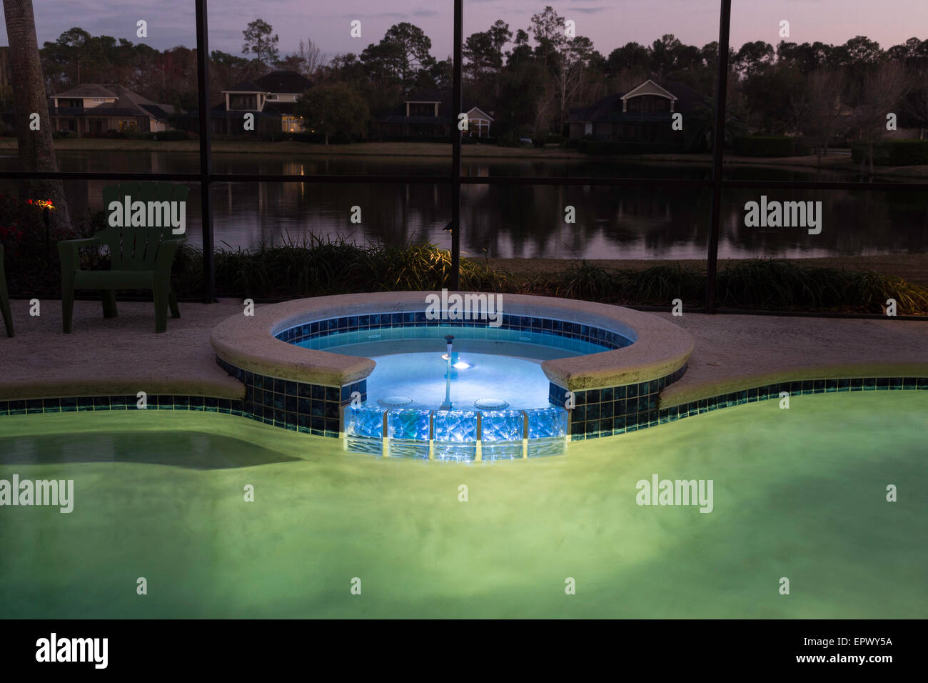 Night time Luxury House with Private Swimming Swimming Pool and ...