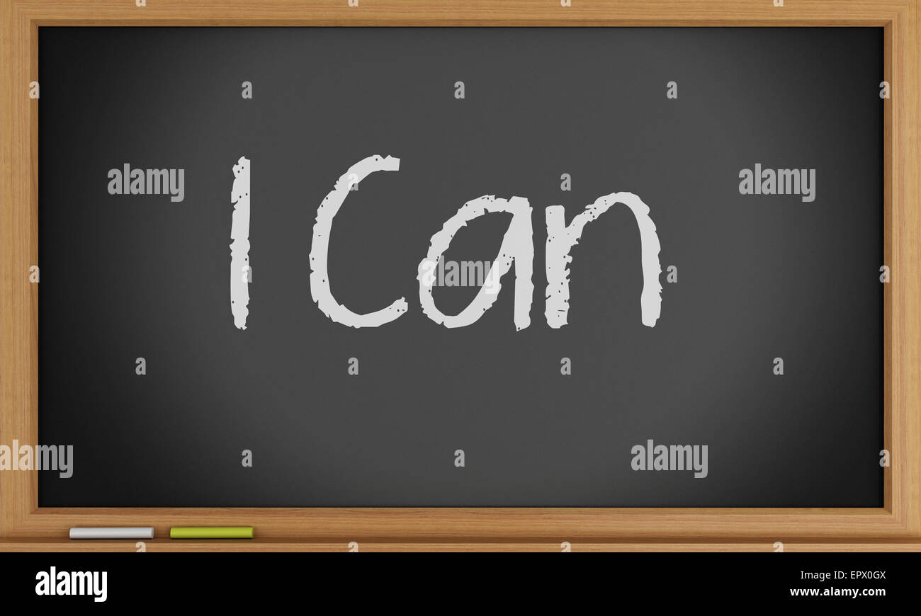 3d illustration. I can written on blackboard Stock Photo - Alamy