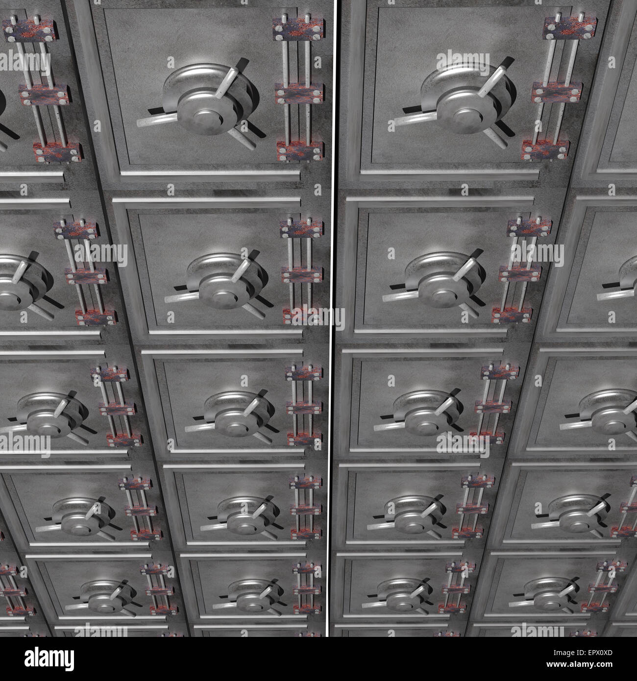 3d rendering of a lot of security boxes Stock Photo - Alamy