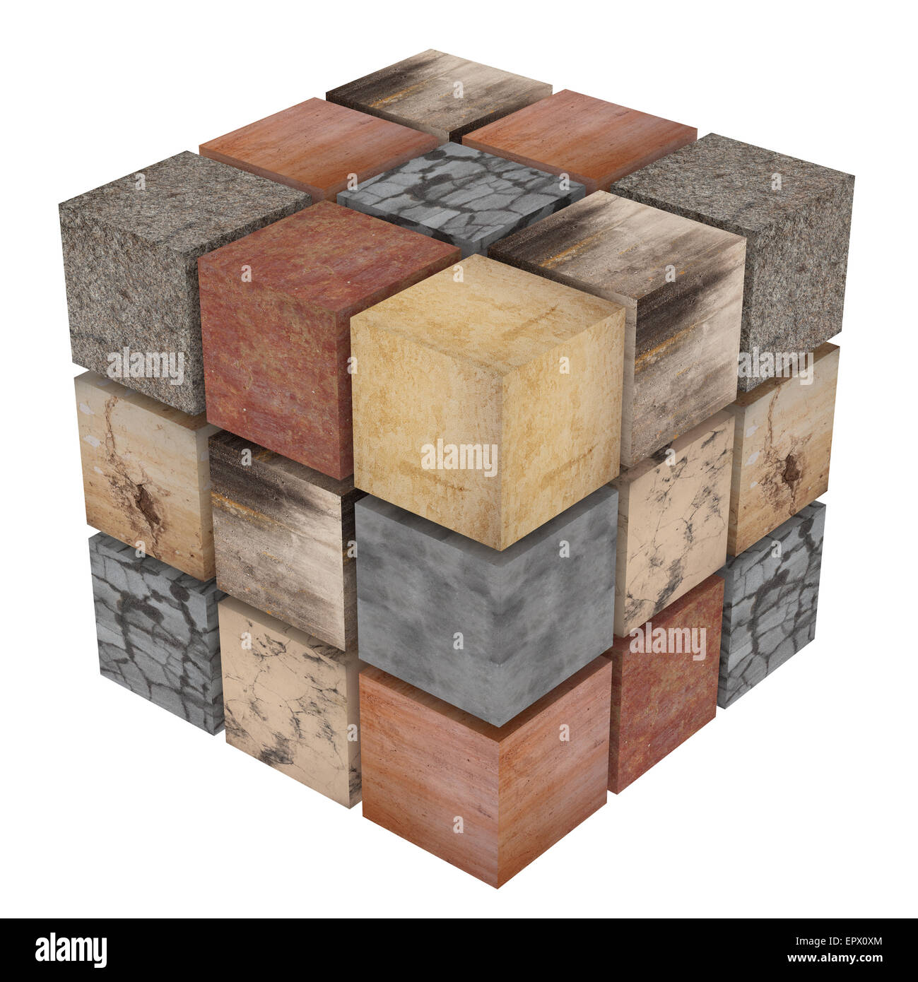 3d rendering of a lot of textured stones cubes Stock Photo - Alamy