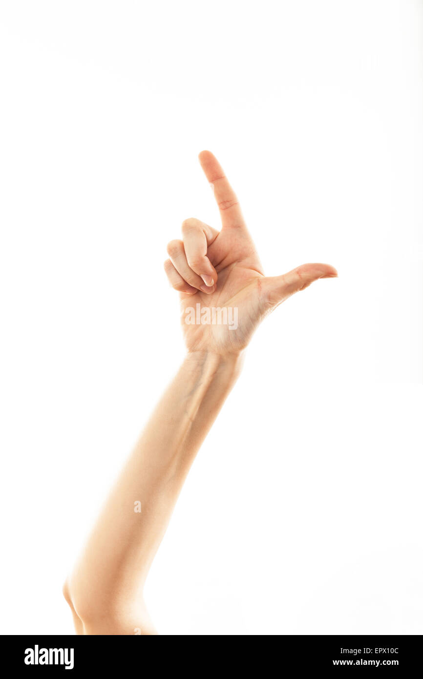 counting two with fingers woman Stock Photo - Alamy