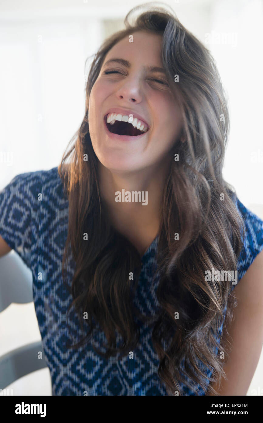 Beauty woman laughing head back hi-res stock photography and images - Alamy
