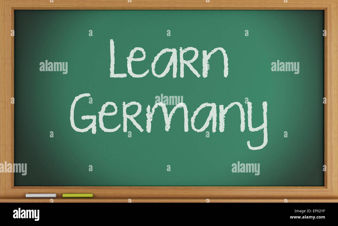 3d illustration. Learn Germany written on blackboard. Education concept ...