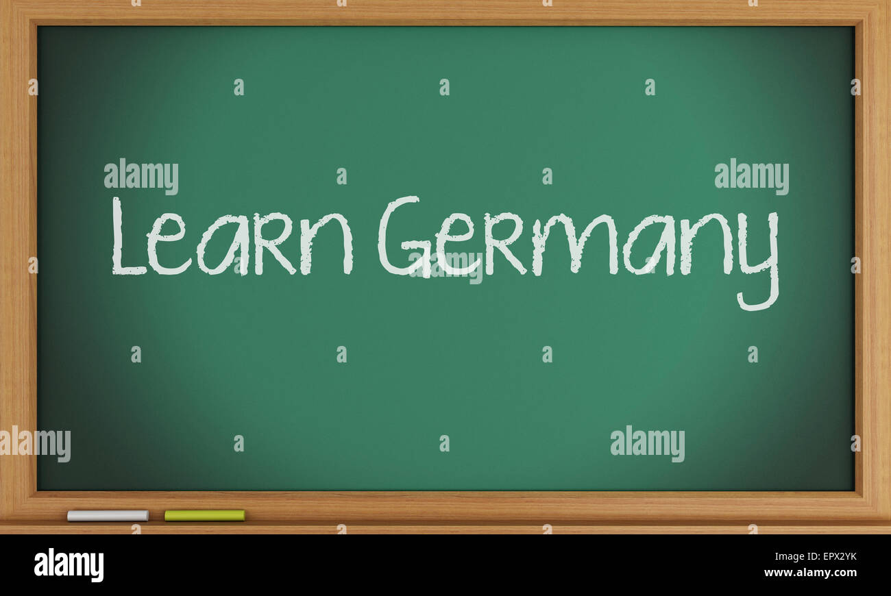 3d illustration. Learn Germany written on blackboard. Education concept ...
