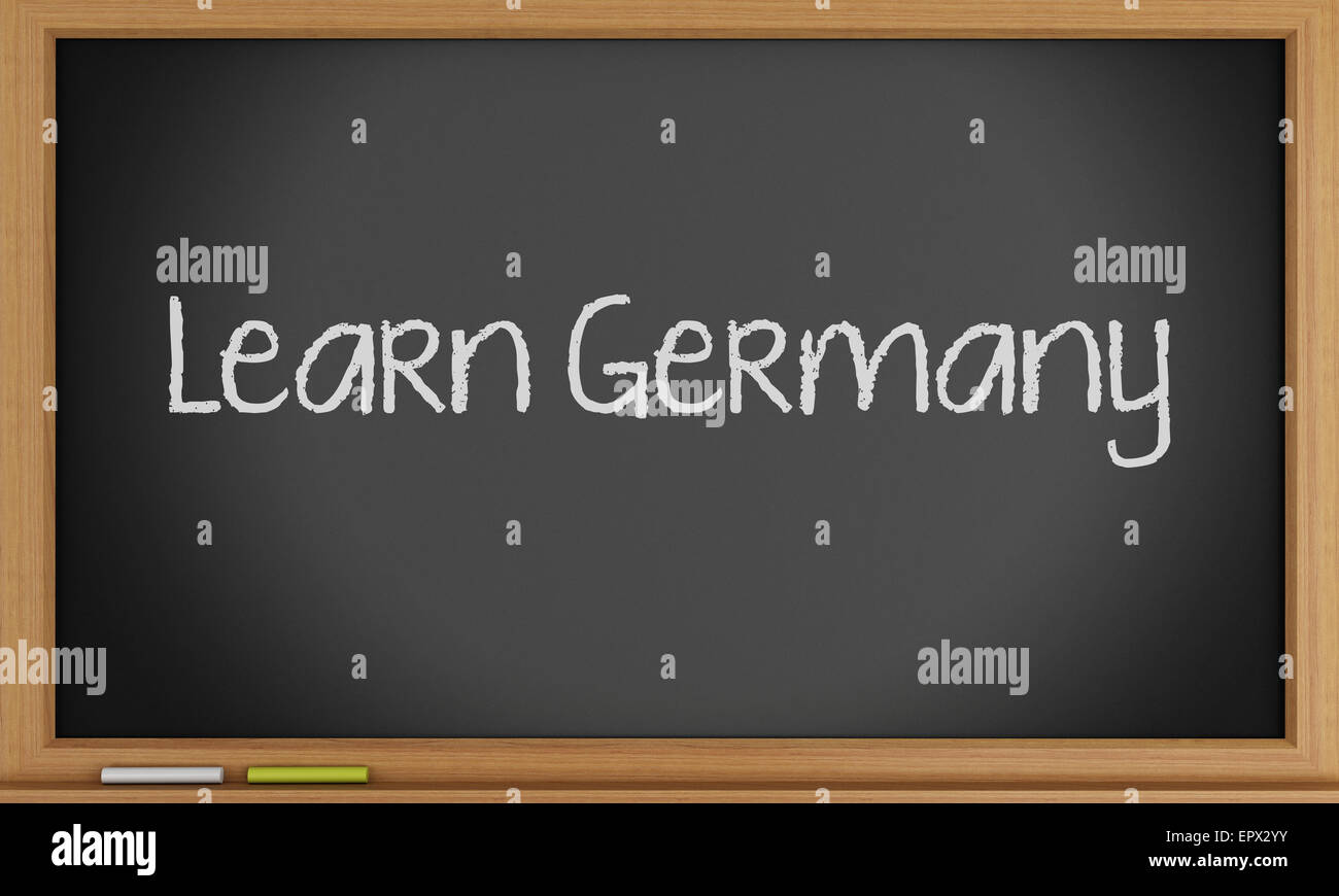 3d illustration. Learn Germany written on blackboard. Education concept ...