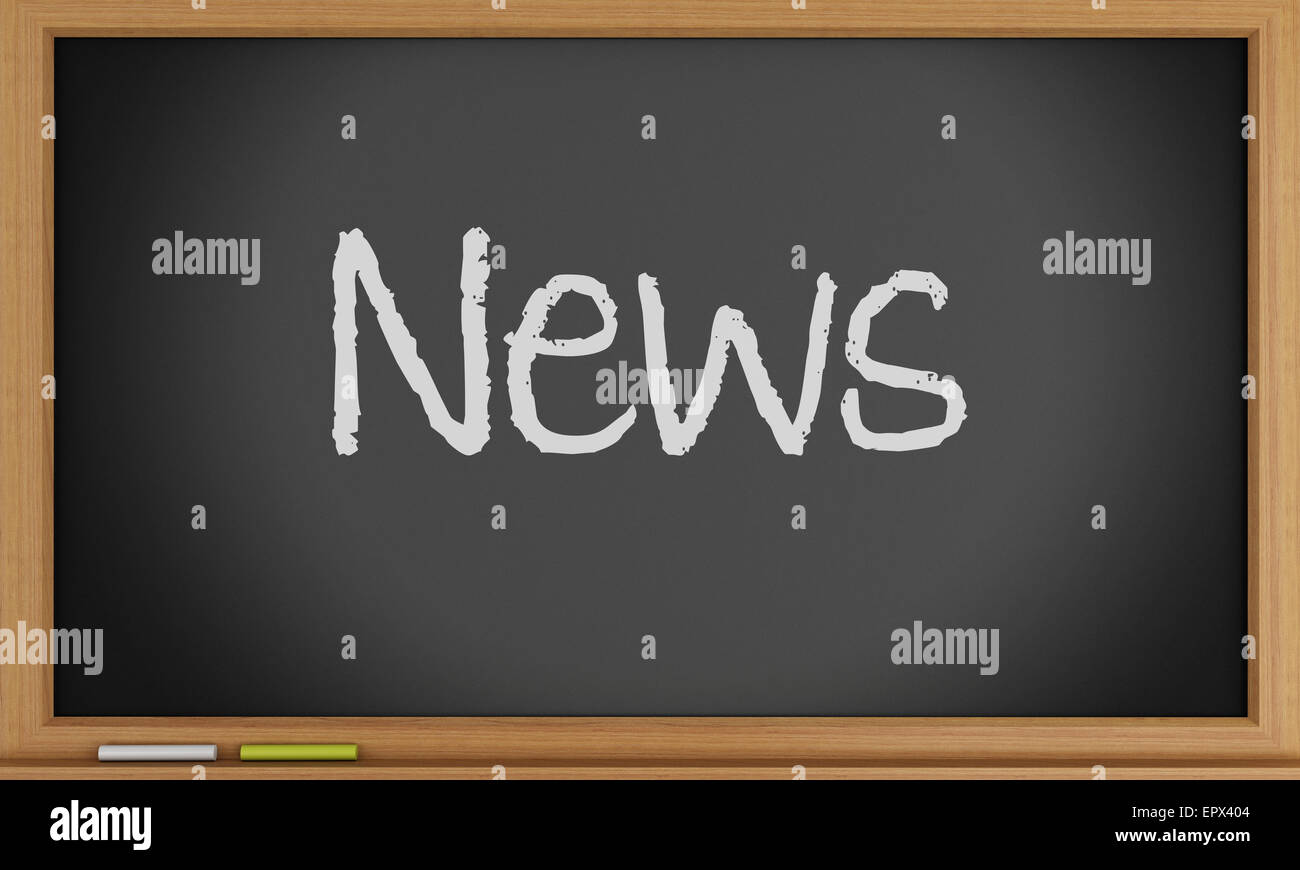 3d illustration. News written on blackboard background. Media concept ...