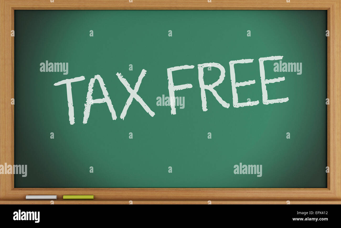 3d illustration. Tax free written on blackboard. Finance concept Stock ...